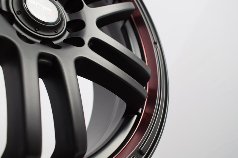 RealView of Drifz FX 207 Carbon Black W/ Red Stripes - 17x7.5 +38 ...