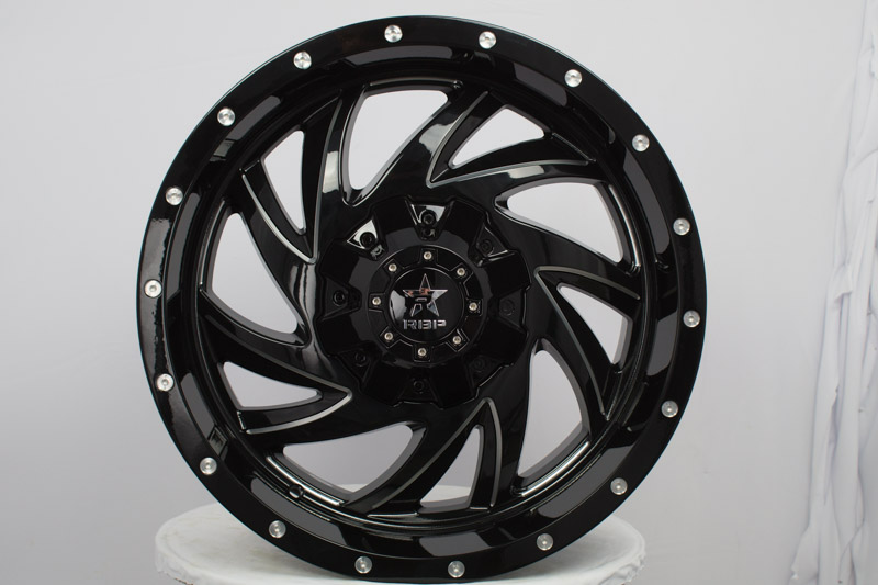 RealView of RBP 66R HK-5 Gloss Black W/ Milled Spokes - 20x9 +0 - 66R ...