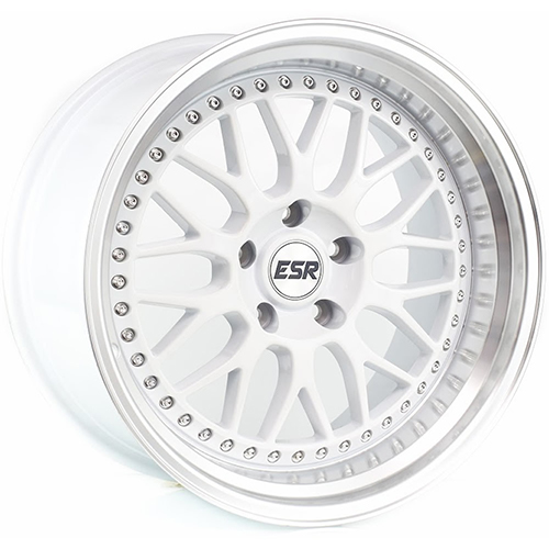 ESR SR01 White W/ Machined Lip Wheels 5x100 - 18x8.5 +30 - 88550030 SR01WHT-ML