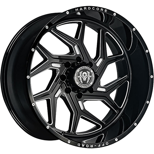 Hardcore HC12 Gloss Black W/ Milled Spokes Wheels 5x5 - 24x12 -44 ...