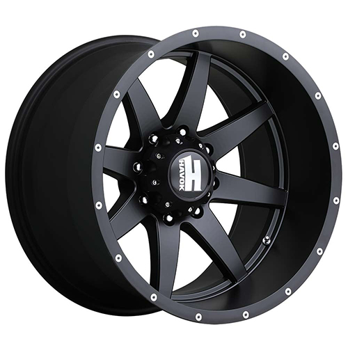 Havok H112 Matte Black w/ Milled Rivets Wheels 6x5.5 - 20x9 +0 ...