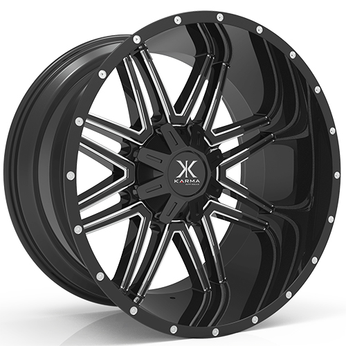 Karma K21 Black Milled Wheels 5x5.5 - 20x12 -44 - K21-201259-44BML