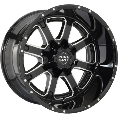 Pure Grit Offroad PG101 Grit Gloss Black Milled Wheels 6x135 - 20x9 +12 ...