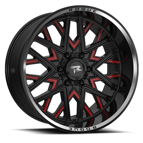Rogue Truck 751 Venom Gloss Black Red Milled Wheels 5x5 - 20x10 -24 ...