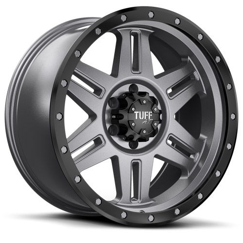 Tuff T16 Satin Gunmetal W/ Satin Black Flange Wheels 5x150 - 22x10 +5 ...