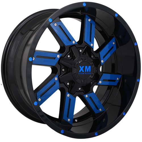 Xtreme Mudder XM319 Gloss Black Blue Inserts Wheels 6x135 - 20x12 -44 ...