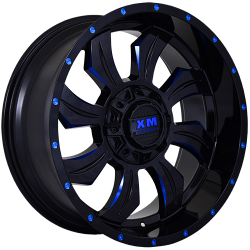 Xtreme Mudder XM323 Gloss Black Blue Milled Wheels 6x135 - 20x12 -44 ...