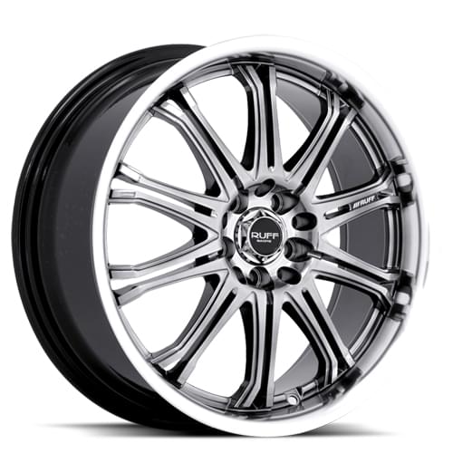 Ruff Racing R395 Hyper Black W/ Machined Lip Wheels 5x100 - 15x6.5 +38 ...