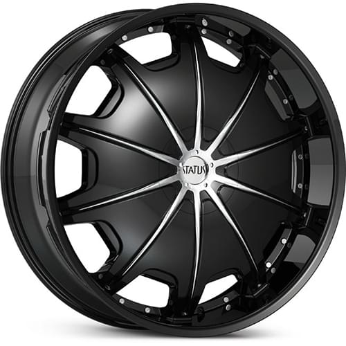 Status Opus S827 Gloss Black W/ Chrome Inserts Wheels 5x100 - 20x7.5 ...